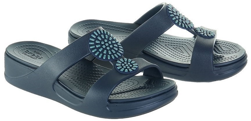 Crocs Keilsandaletten Monterey Diamante Slip-On Wedge blau/dunkelblau ...