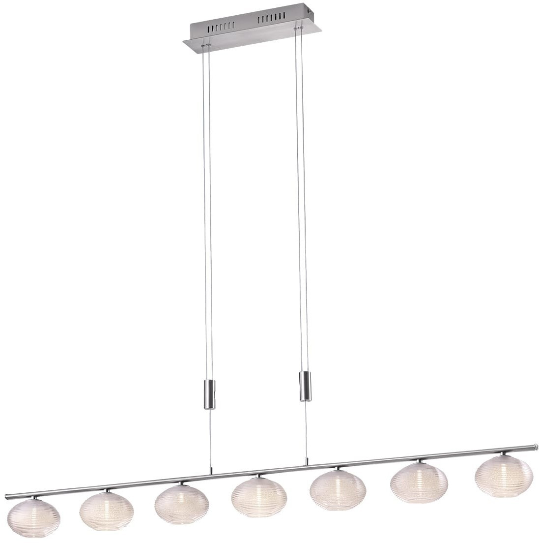 B-Leuchten Classic LED Balken-Pendelleuchte 7-flammig Nickel matt Chrom ...