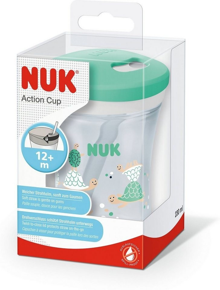 NUK Action Cup 230ml with drinking straw turquoise au meilleur prix sur ...