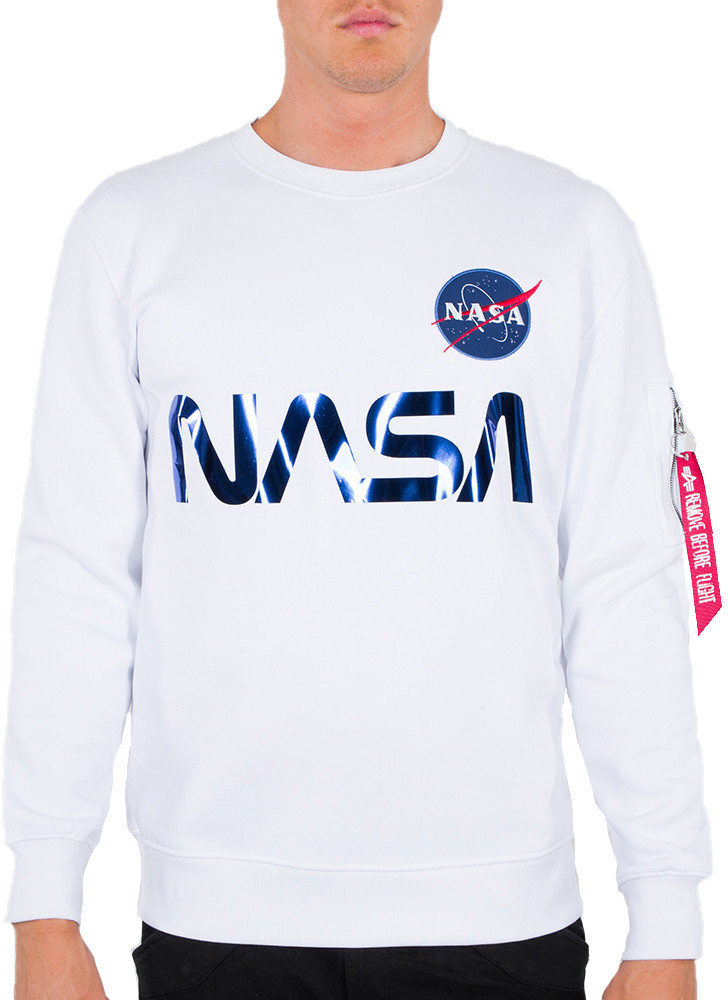 Buy Alpha Industries Nasa Reflective Sweater white/blue (178309-90 ...