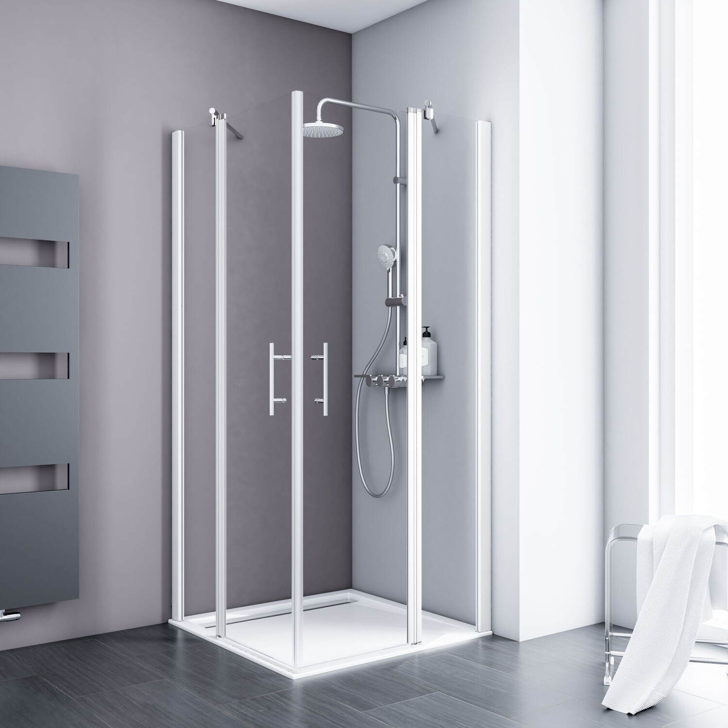 Schulte ExpressPlus 72H Alexa Style 2.0 Eckeinstieg 4-teilig Klarglas ...