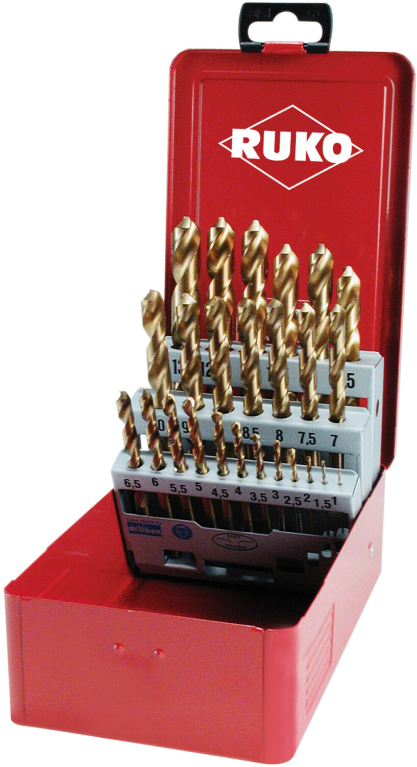 RUKO Spiralbohrersatz DIN 338 Typ N HSS G TiN in Industriekassette ...