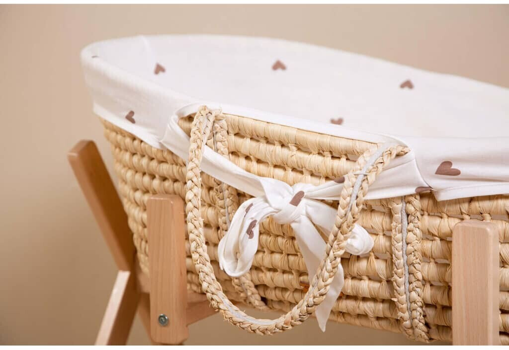 Childhome Moseskorb aus Maisblatt inkl. Matratze und Bezug Hearts ab ...