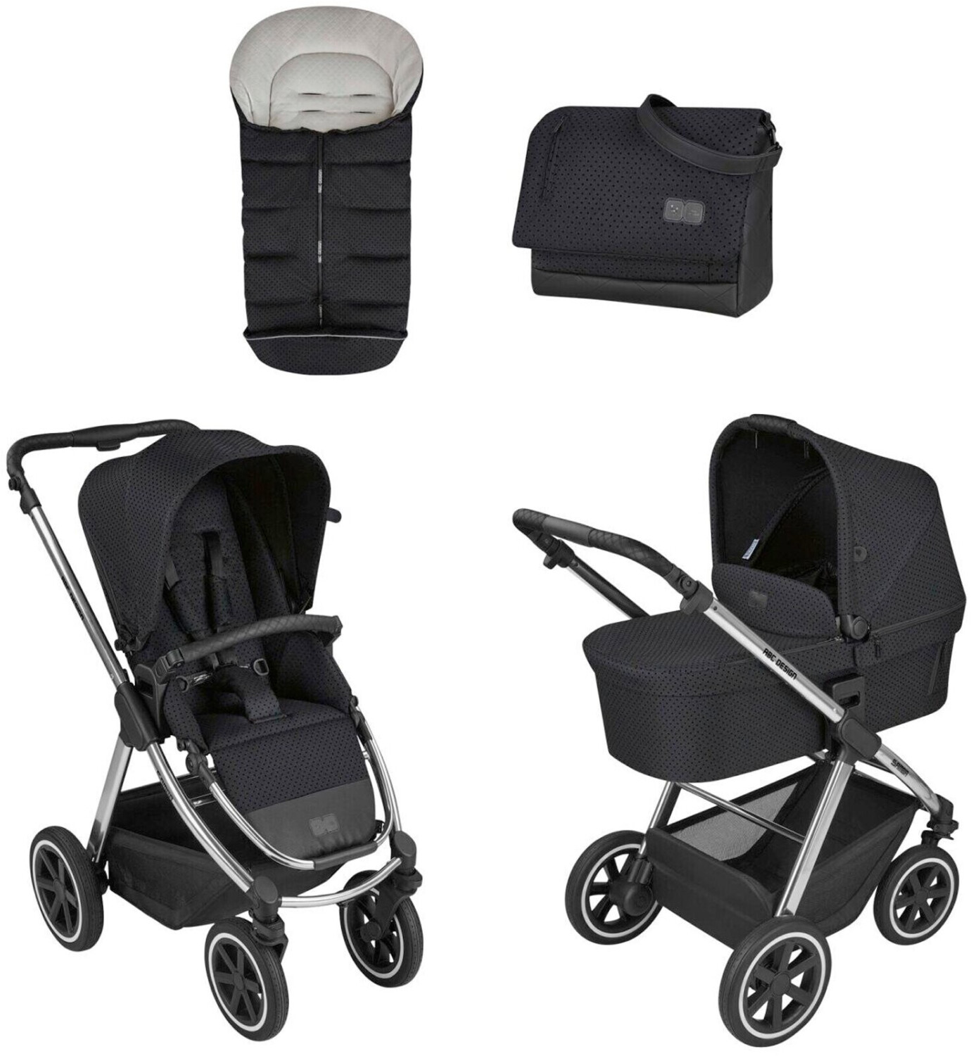 ABC Design Samba Set inkl. Babywanne, Wickeltasche und Fußsack black ...