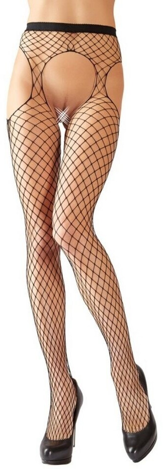 Cottelli Collection Legwear Straps-Strumpfhose aus Netz ouvert schwarz ...