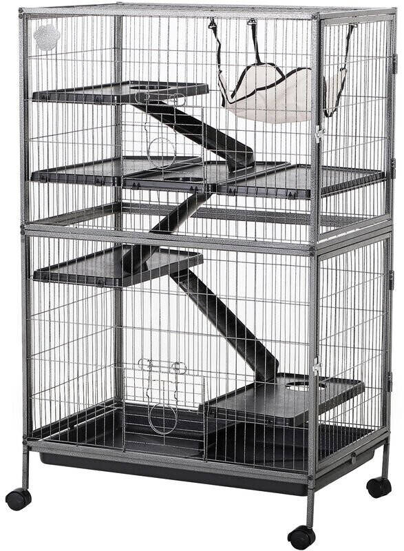 Pawhut Cage pour rongeurs multifonction 80 x 52 x 128 cm métal gris ...