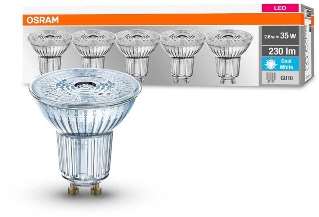 Osram Led Gu10 Reflektor Par16 2 6w 230lm 4000k 5er Pack Baspar1635362