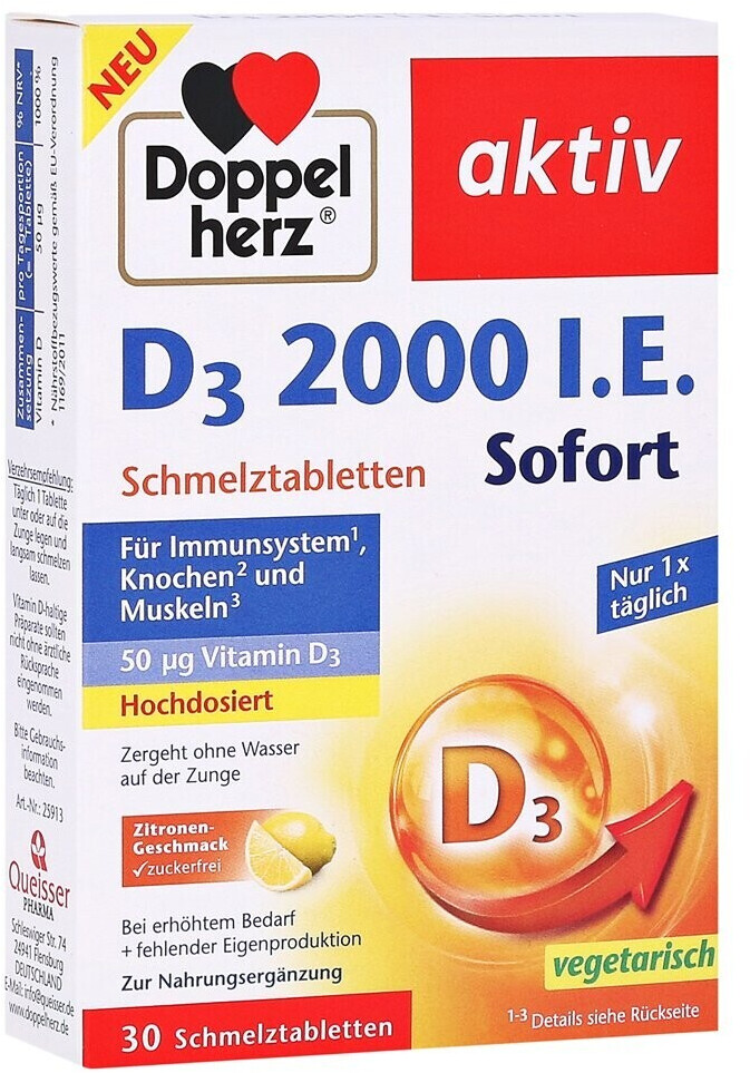 Queisser Doppelherz D3 2000 I.E. Sofort Schmelztabletten (30 Stk.) ab € ...