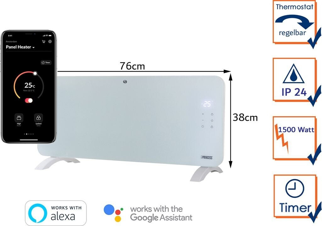 Princess Smart Convector Heater 1500 W au meilleur prix sur idealo.fr