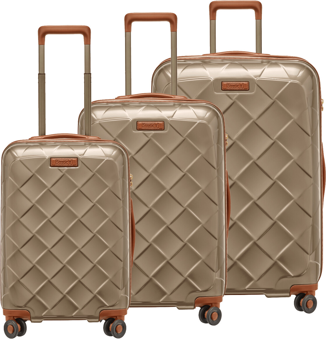 Stratic Leather & More 4-Rollen-Trolley Set 55/66/76 cm champagne ab ...
