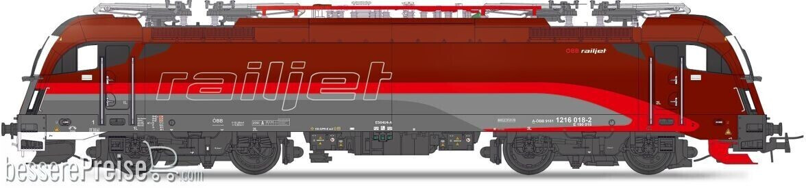 Jägerndorfer E-Lok Rh 1216 Taurus ÖBB Railjet, Ep.VI, AC (19100) ab 254 ...