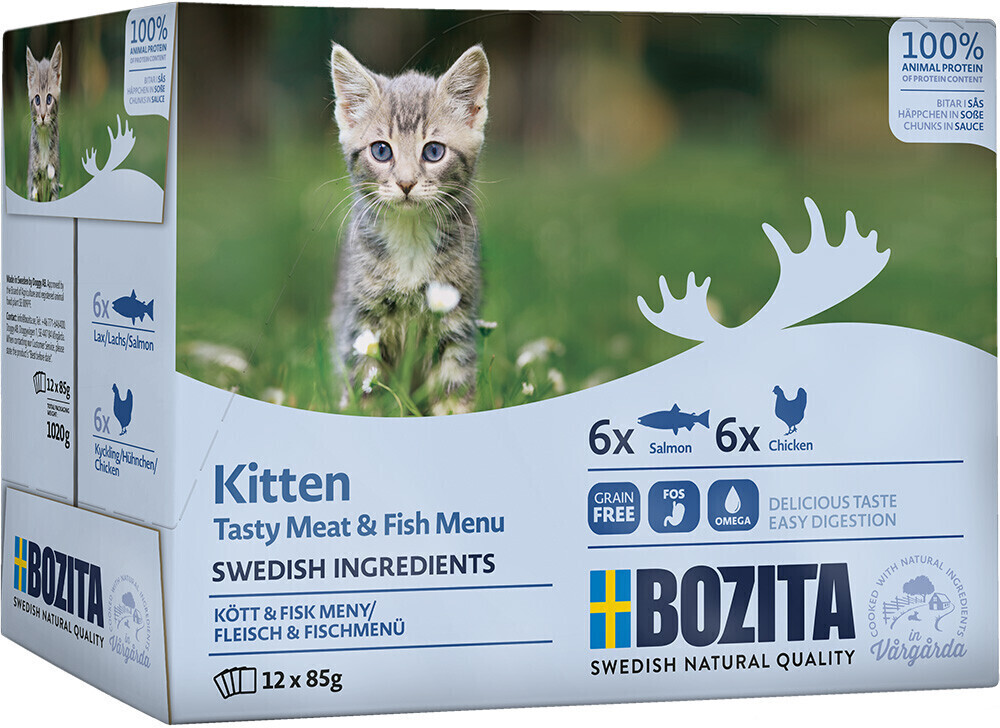 Bozita Kitten Häppchen in Soße Lachs & Fleisch Multipack 12x85g ab € 1,25 | Preisvergleich bei ...