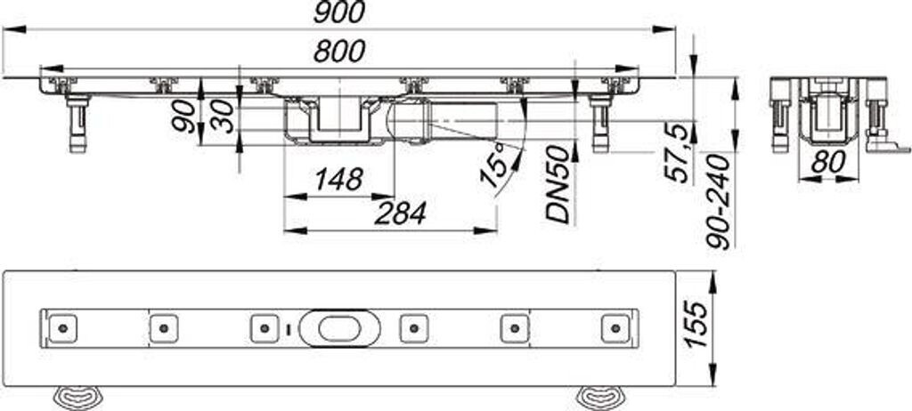 Dallmer Duschrinne CeraLine Plan F 800 mm DN 50 (523044) ab 361,85 ...