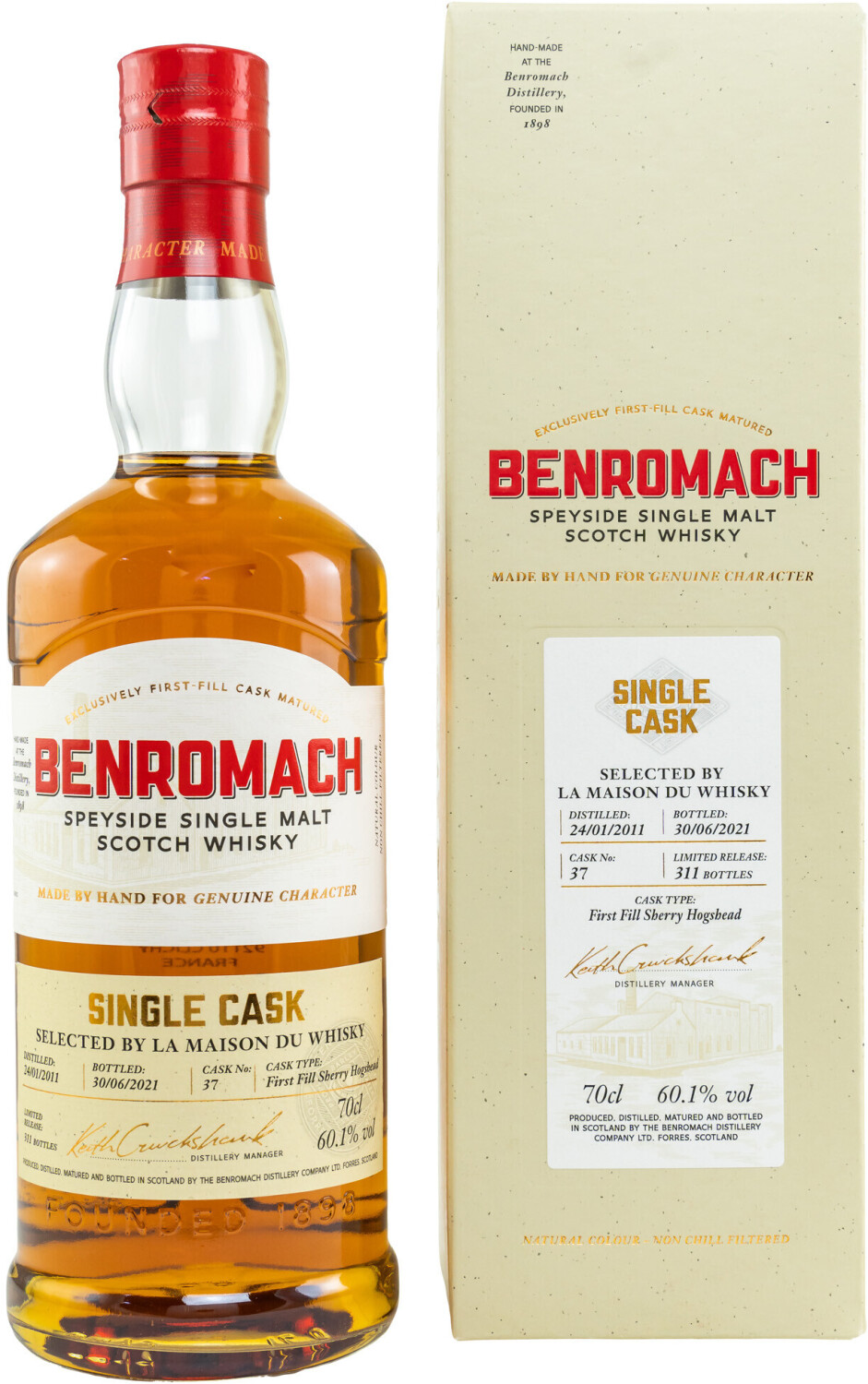 Benromach 10 Jahre Single Cask Speyside SingleMalt Scotch Whisky 0,7l ...