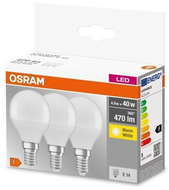 Osram 4er Pack LED Lampe BASE Classic P E14 5.5W 470lm 2700K warmweiß ab € 3,67 | Preisvergleich ...