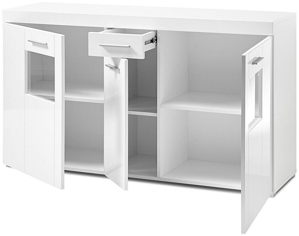 Lomado Wohnwand-Set mit Sideboard CLAVI-61 in Hochglanz weiß, mit LED ...