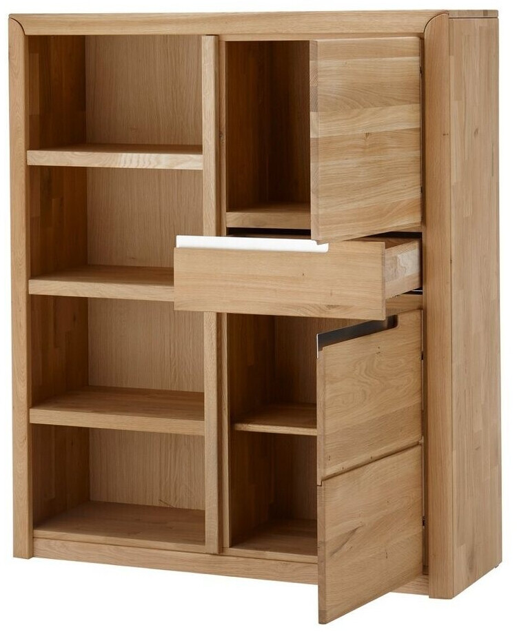 Lomado Wohnwand in Wildeiche massiv mit Couchtisch inkl. Beleuchtung ...