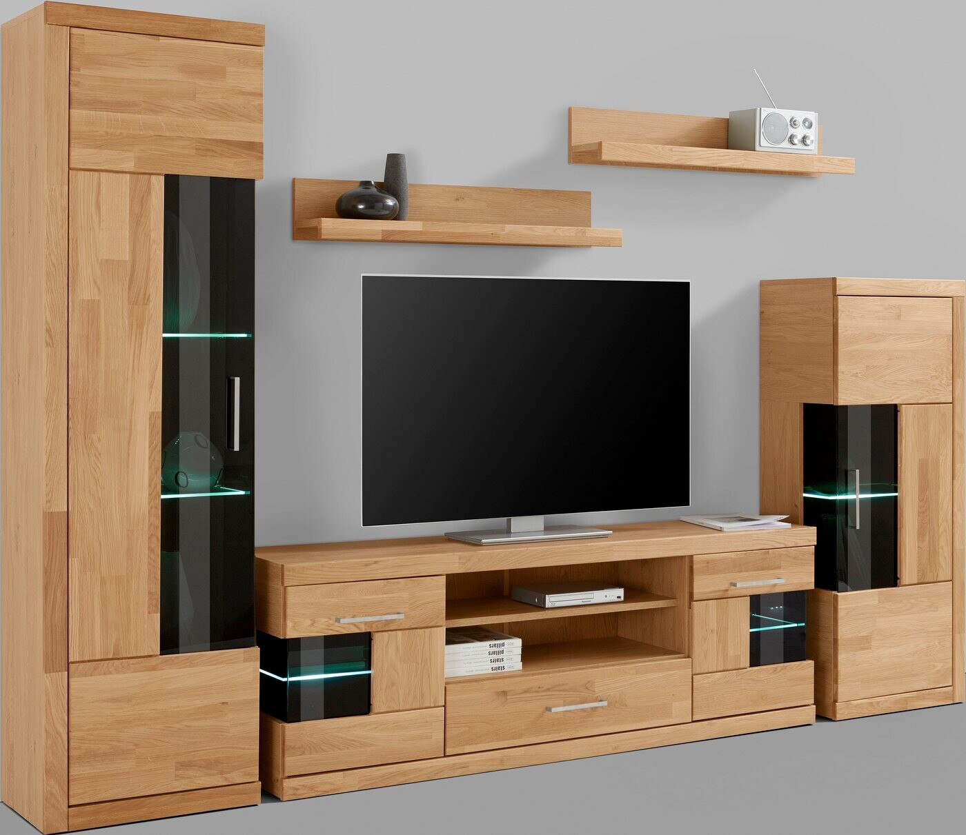 Woltra Wohnwand Ribe (Set, 5-St), Teilmassives Holz, Eiche Teilmassiv ...