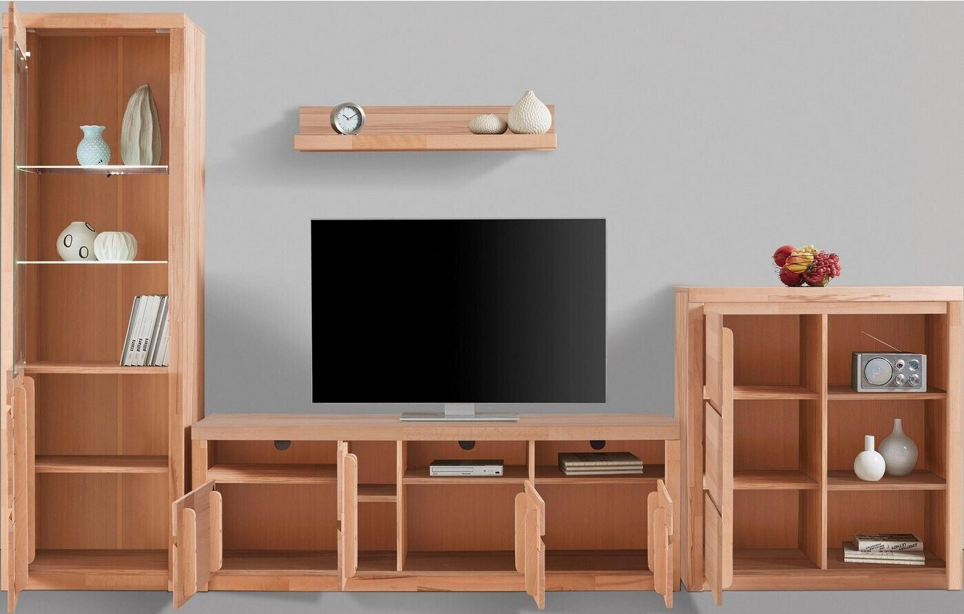 Woltra Wohnwand Silkeborg (Set, 4-St), Teilmassives Holz, Kernbuche ...