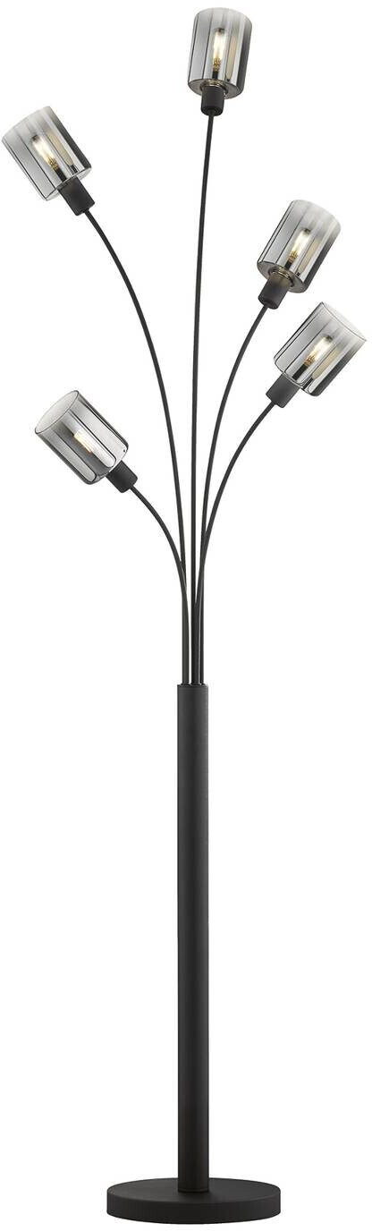 Fischer & Honsel 40429 Stehleuchte Iska 5-flammig schwarz Glas rauchf ...