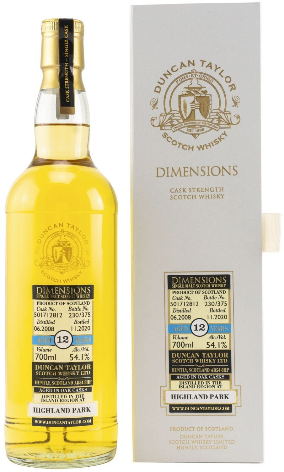 Highland Park 12 Jahre Duncan Taylor Dimensions 0,7l 54,1% ab 84,90 ...