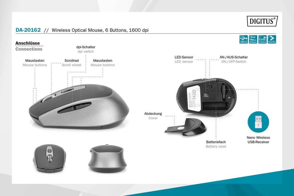Digitus Wireless Optical Mouse (DA-20162) ab € 10,70 | Preisvergleich ...