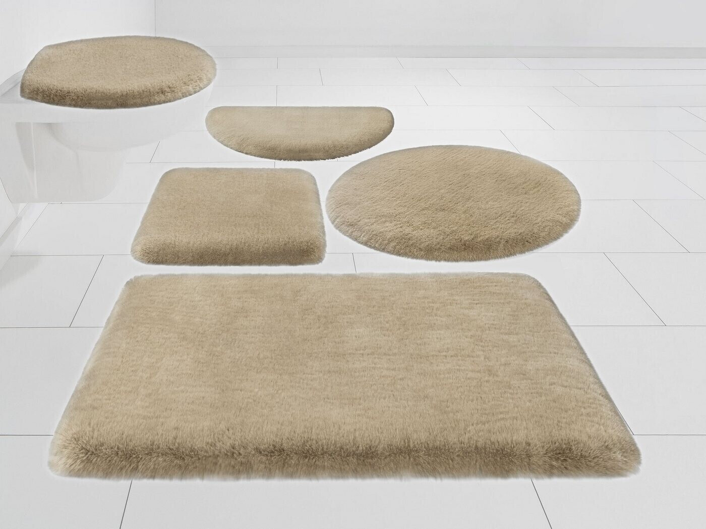 Leonique Badematte Ransol Polyester, rund, Badteppich,Kaninchenfell ...