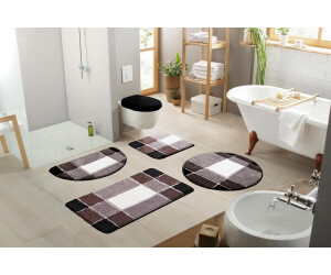my home Badematte Pia Polyester, halbrund, Hoch-Tief-Effekt, karierte ...