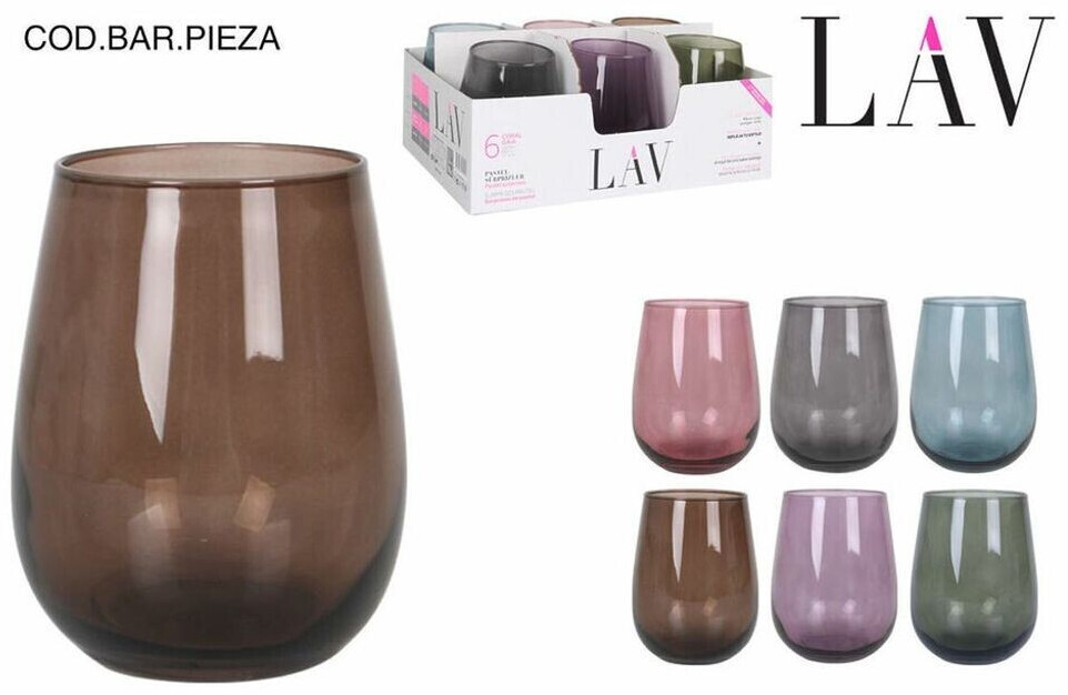LAV 6 Bunte Trinkgläser 360ml Wassergläser Saftgläser Cocktailgläser Longdrinkgläser ab 2,44 ...