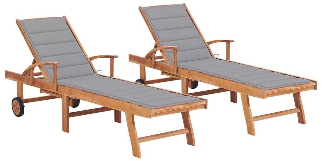 vidaXL Sonnenliegen 2 Stk. mit Auflagen grau Teak (3073187) ab 595,95 ...