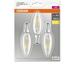 Osram LED Base Classic B Filament 4-40W/827 E14 470lm echt warmweiß nicht dimmbar klar - 3er ...