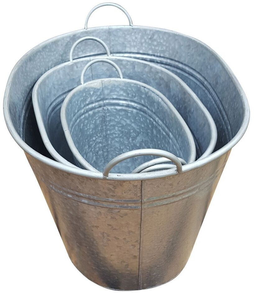 Fachhandel Plus 3er Set verzinkte Wannen oval, Zinkwanne, Pflanzkübel ...