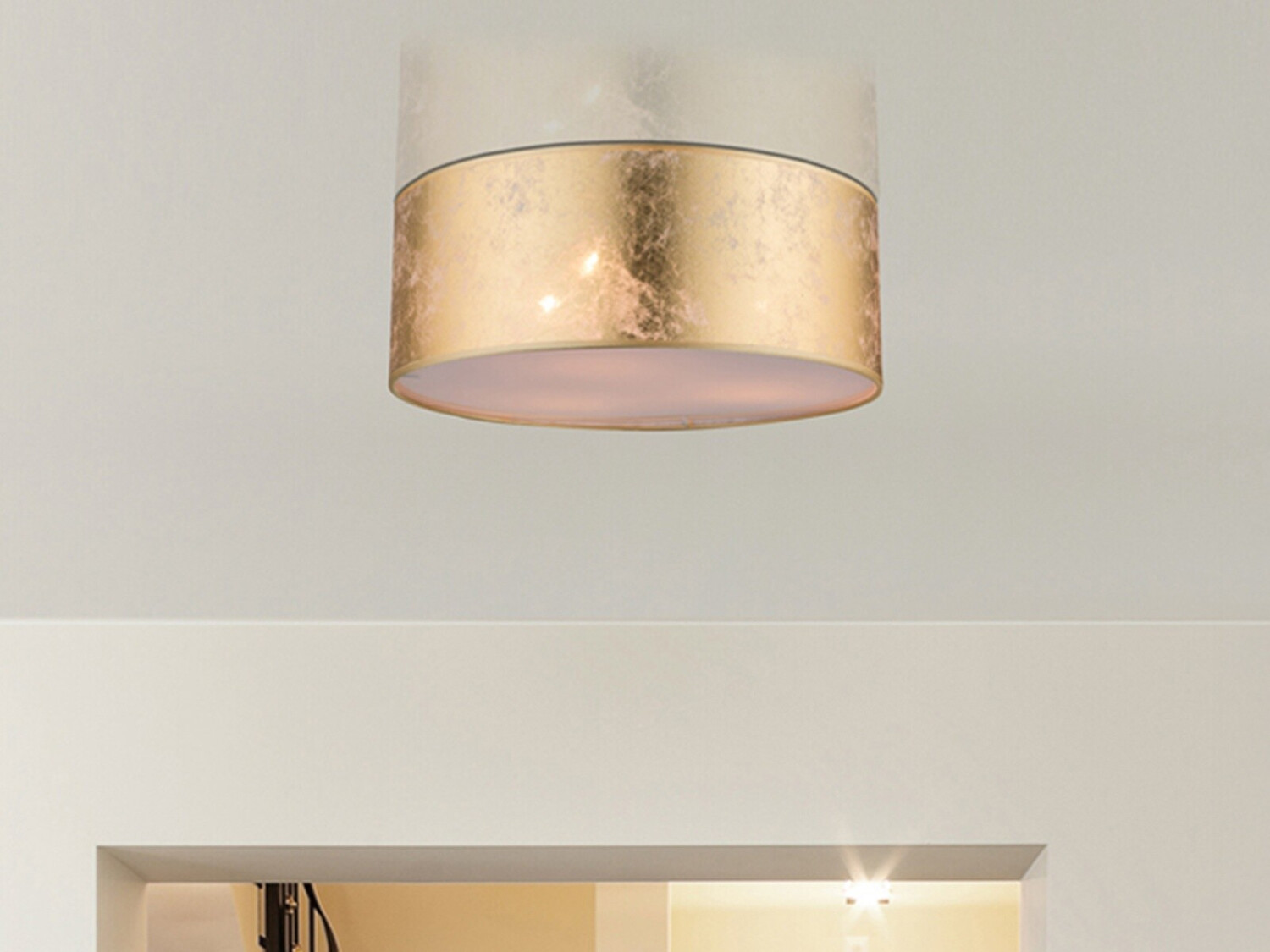 Globo Design LED Deckenleuchte 40cm Textilschirm gold, Deckenlampe ...