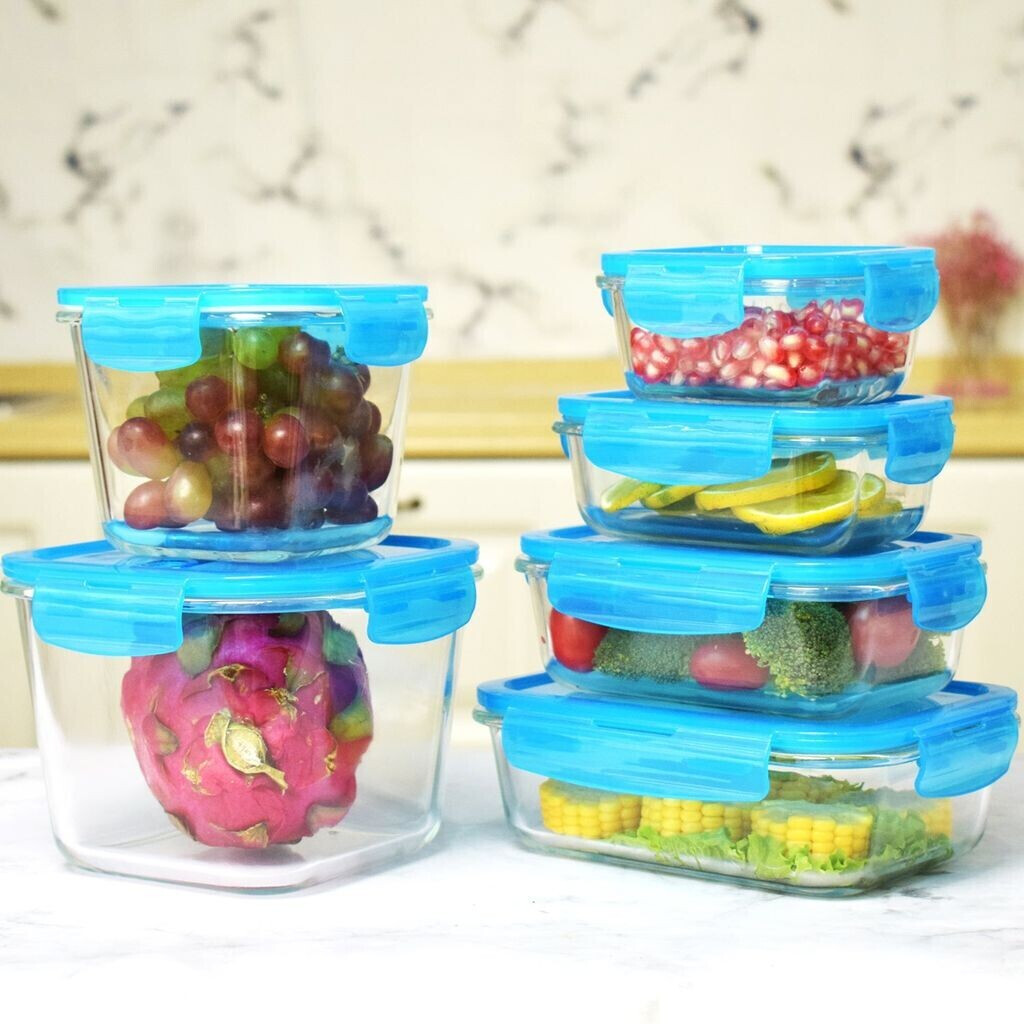 PIE LOCK Glas Frischhaltedosen Set 12 tlg Bento-Box Aufschnittdose ab ...