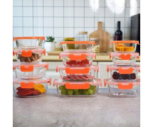 PIE LOCK Glas Frischhaltedosen Set 24 tlg. Orange Bento-Box Lunchbox ab ...