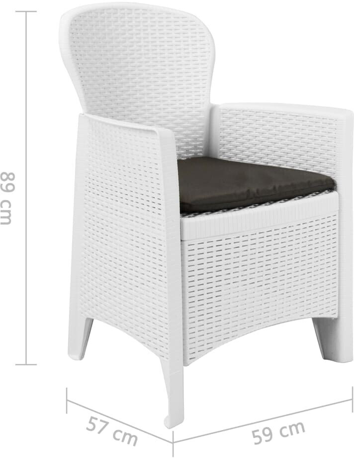 vidaXL 9-tlg. Garten-Essgruppe Kunststoff Rattan-Optik weiß (276134) ab ...