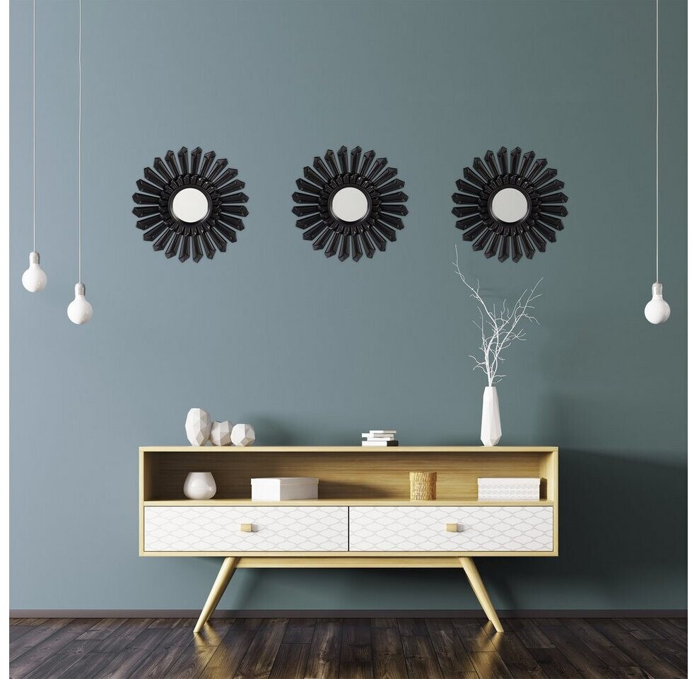 Relaxdays Wandspiegel 10025715 Sonne, Set, rund, gold, Rahmen aus ...