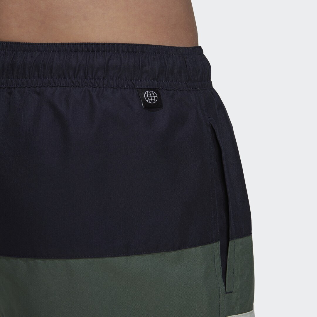 Adidas Short-Length Colorblock Badeshorts legend ink/linen green ...