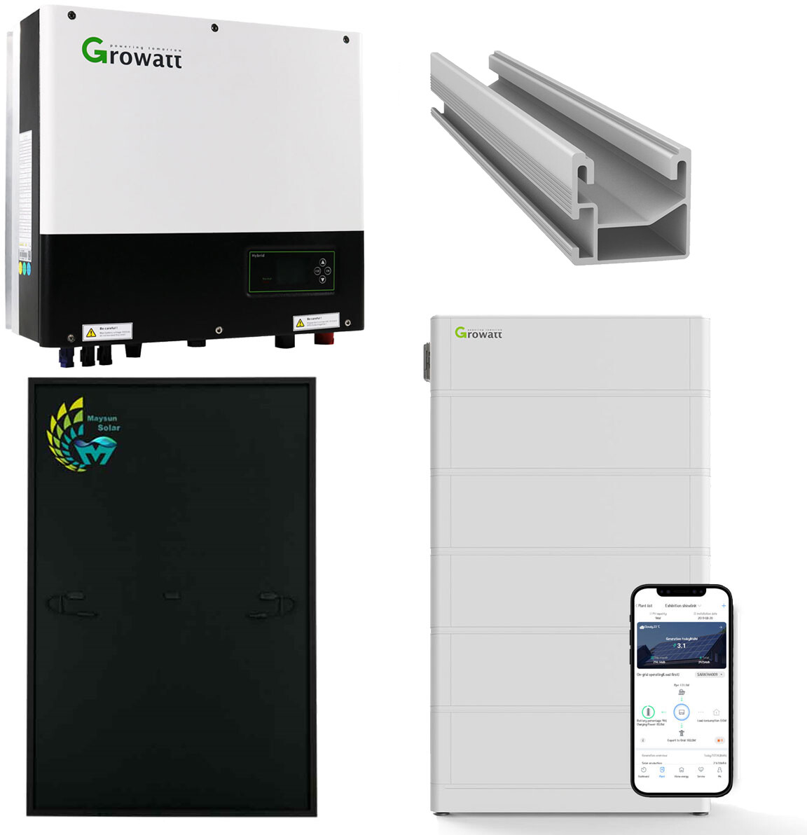 Growatt Pv Komplettanlage 10kwp Mit 25 Solarmodulen Und 12 8kwh