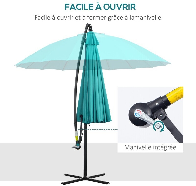 Outsunny Parasol déporté rond 2,96 m bleu au meilleur prix sur idealo.fr