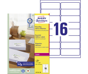Avery Zweckform LR7162-100 Recycling Adress-Etiketten, A4, 99,1 x 33,9 ...