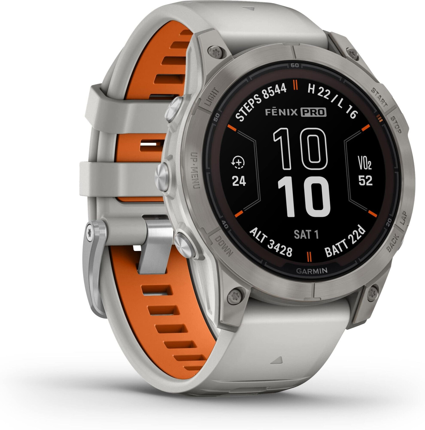 Garmin fēnix® 7 Pro Sapphire Solar Titanium + Fog Gray/Ember Orange Band au meilleur prix sur ...