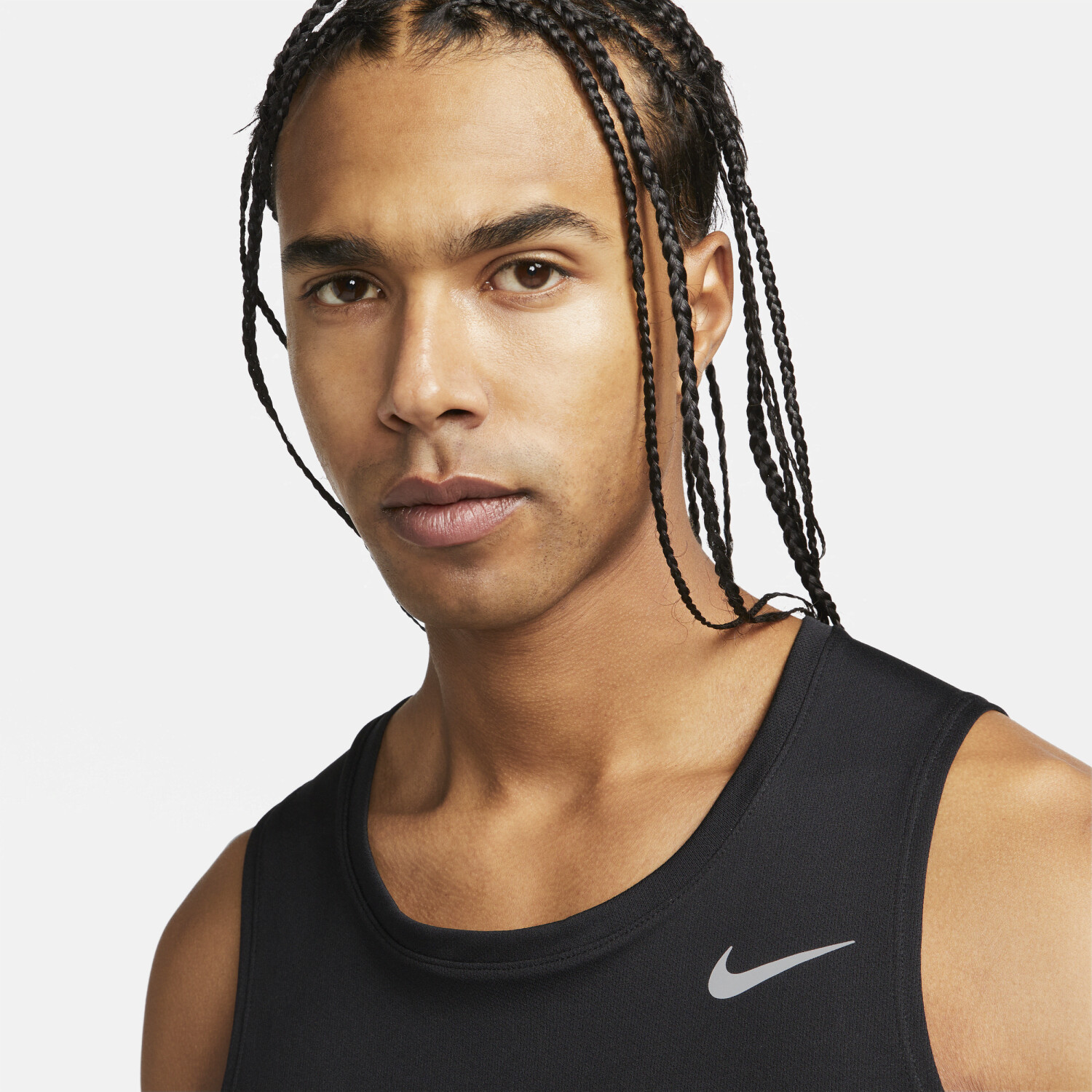 Nike Dri Fit Miler Mens Running Singlet Dv9321 Black Reflective