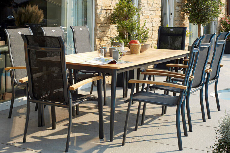 Hartman Silencio/Alice Alu/Teak 4x4 Textilen 8 Dining Sessel 220x100cm ...