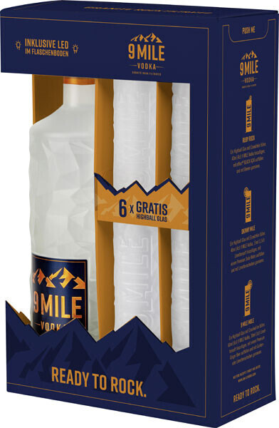 Granite Rock Distillery 9 Mile Vodka 37,5% 3l + 6 Highball Gläser ab 96 ...