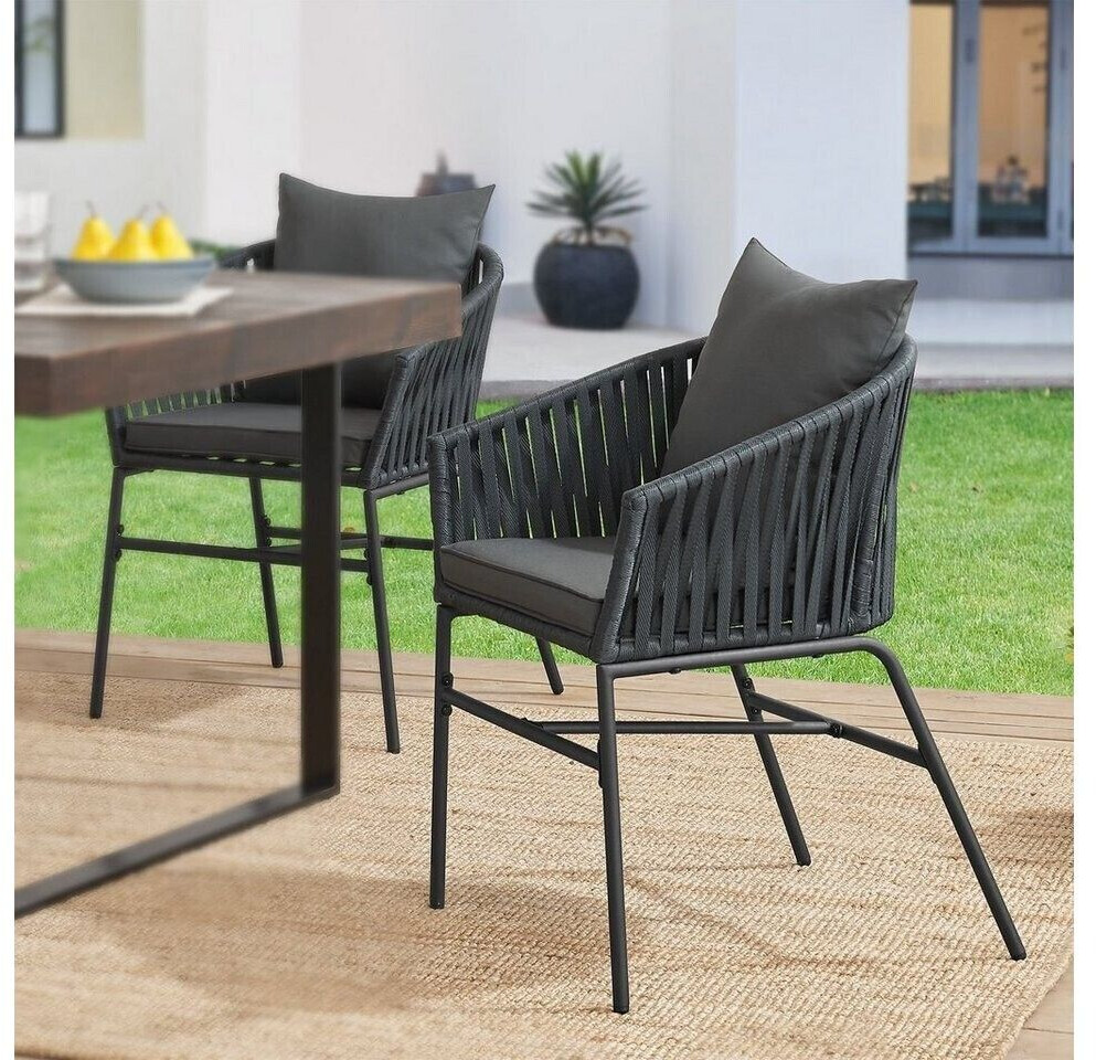 Juskys Rope Stühle mit Seilgeflecht 2er-Set dunkelgrau (51511) ab 99,99 ...