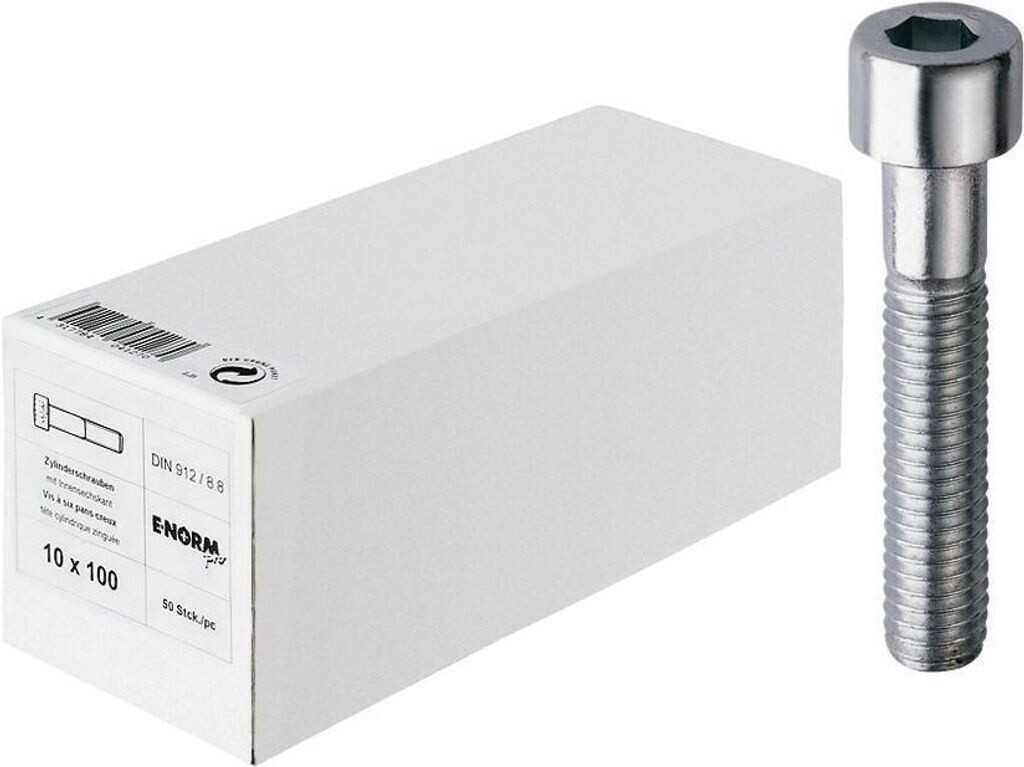 E-NORMpro Zylinderschraube DIN 912 8.8 galvanisch verzinkt Innensechskant M8 x 30 mm (200 Stück ...