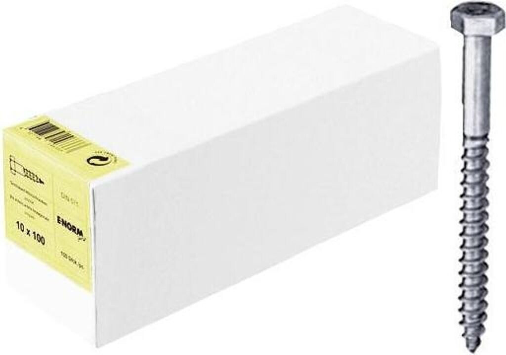 E-NORMpro Sechskant-Holzschraube DIN 571 Stahl galvanisch verzinkt 12 x 90 mm (50 Stück) ab 14 ...