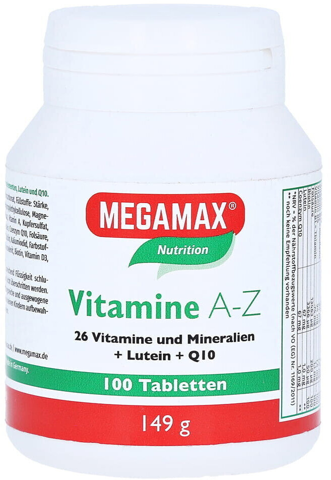 Megamax Vitamine A-Z+Q10+Lutein Tabletten (100 Stk.) ab 13,81 ...