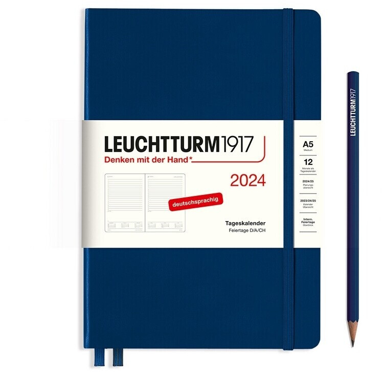 Leuchtturm1917 Tageskalender 2024 Medium A5 Hardcover Marine (367588 ...
